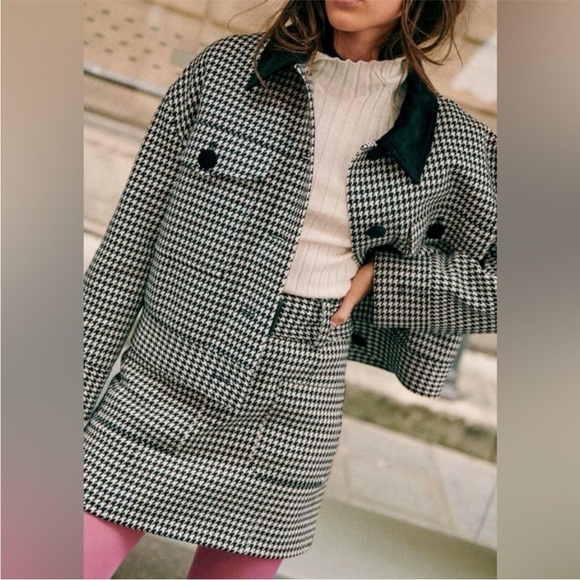 Sezane | Jackets & Coats | Nwot Sezane Erwann Houndstooth Jacket Blazer ...
